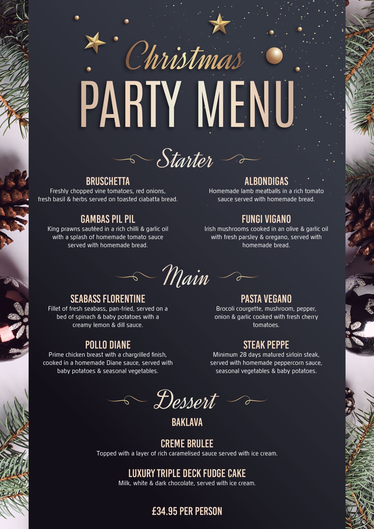 Party Menu – Casa de Moor Chorlton